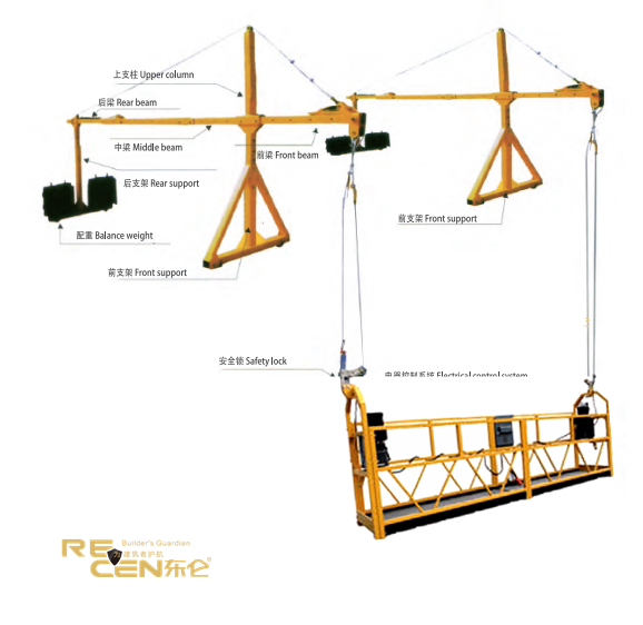 Platform Kuning Suspended Konstruksi Dinding Eksterior Gondola ZLP630 ...